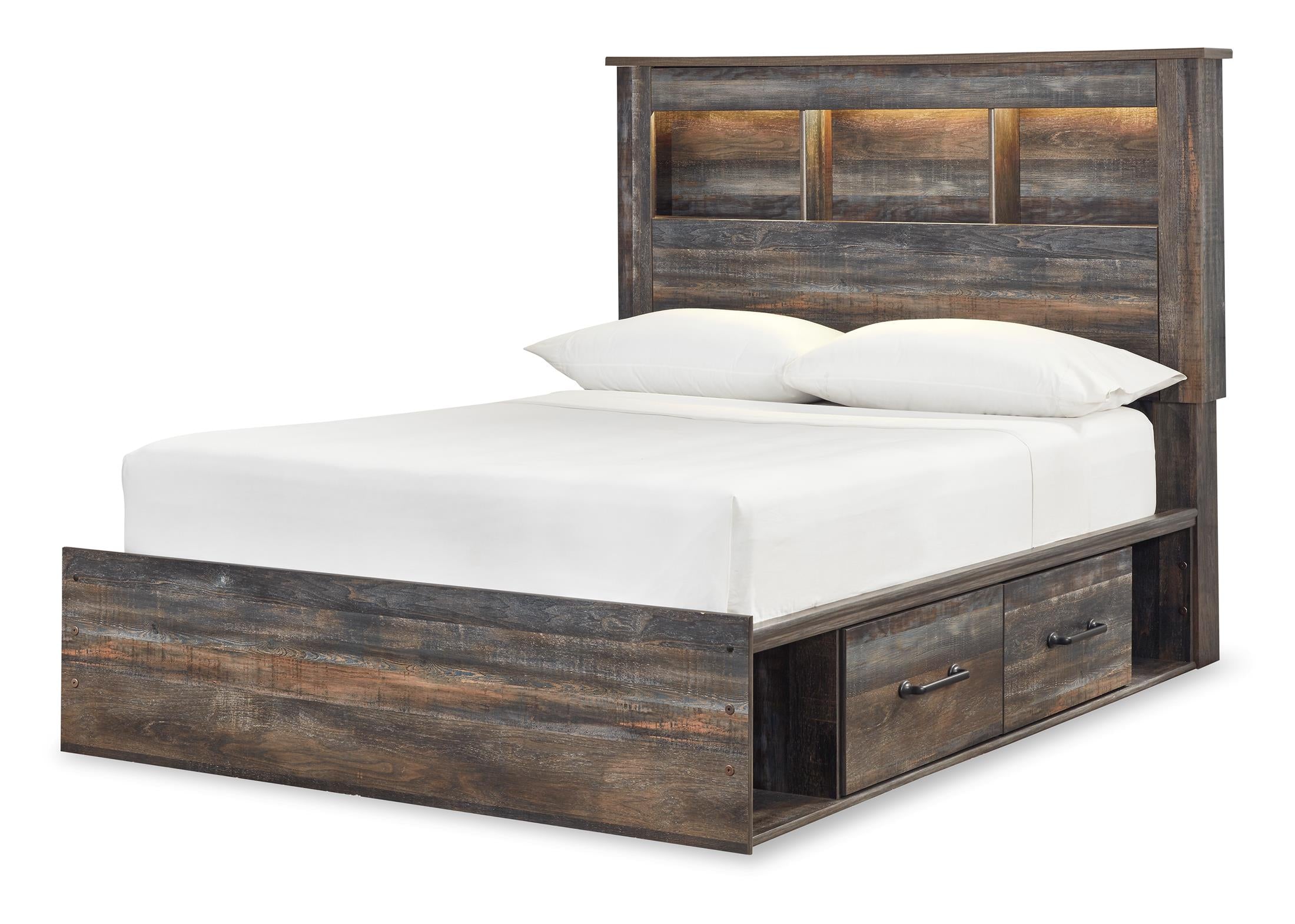 Drystan Full Bookcase Bed with 4 Storage Drawers and 4 Cubbies – Levin ...